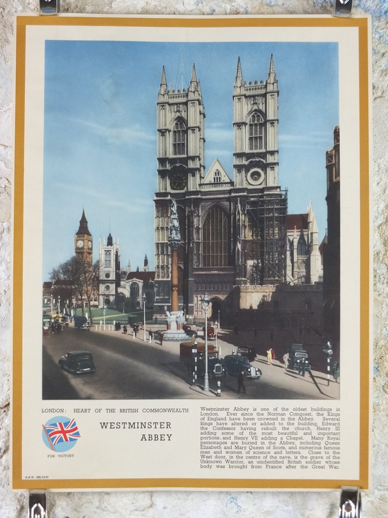 1940s Westminster Abbey Poster World War 2 WW2 London - Etsy UK