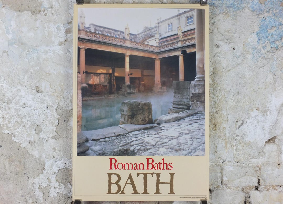 1970s Bath Travel Poster, Roman Baths, Tourist Information Centre, Avon ...
