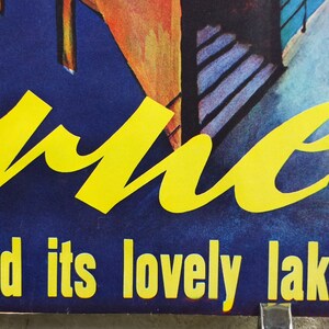 1930s Lucerne Poster, Switzerland, Lake, Kapellbrücke Covered Bridge ...