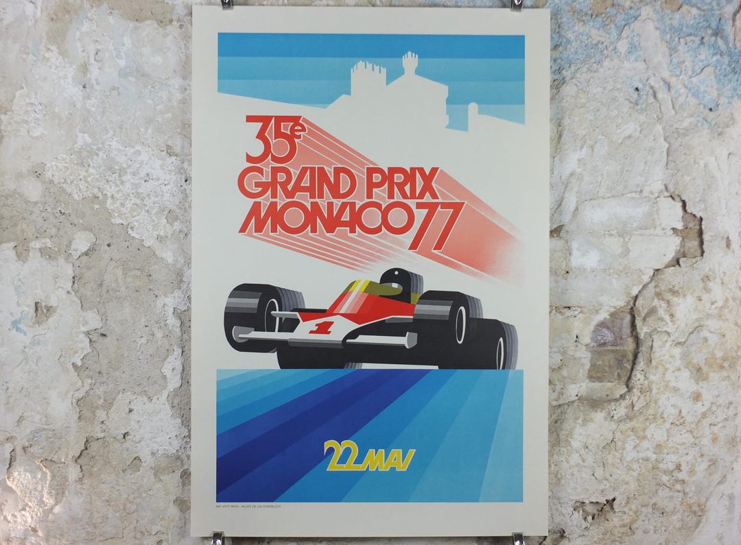 1977 Monaco Grand Prix Poster, by Roland Hugon, 1990 Re-edition From ...