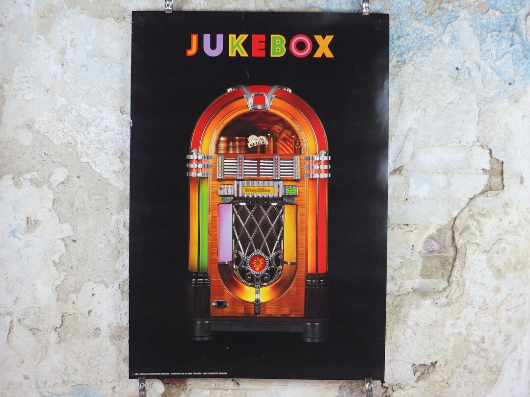 1988 Wurlizter Jukebox Poster, Colourful Retro Advertising for the ...