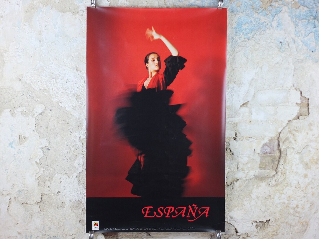 1986 Flamenco Espana Travel Poster, A Sensual Spanish Lady in Flamenco ...
