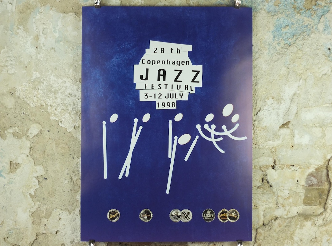 1998 Copenhagen Jazz Festival Poster, Abstract and Tuborg Beer, by D ...