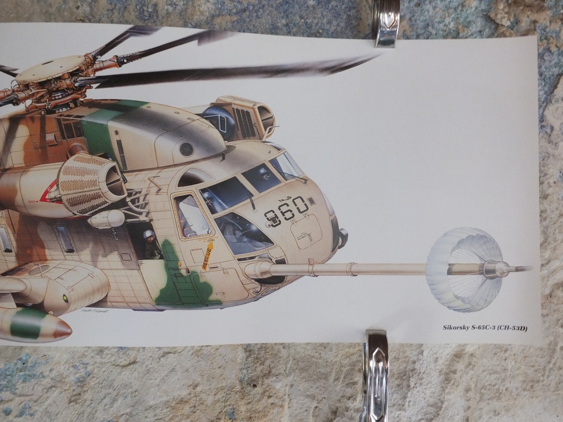 Original Vintage Poster Sikorsky S-65C-3 CH-53D Helicopter by Keith ...