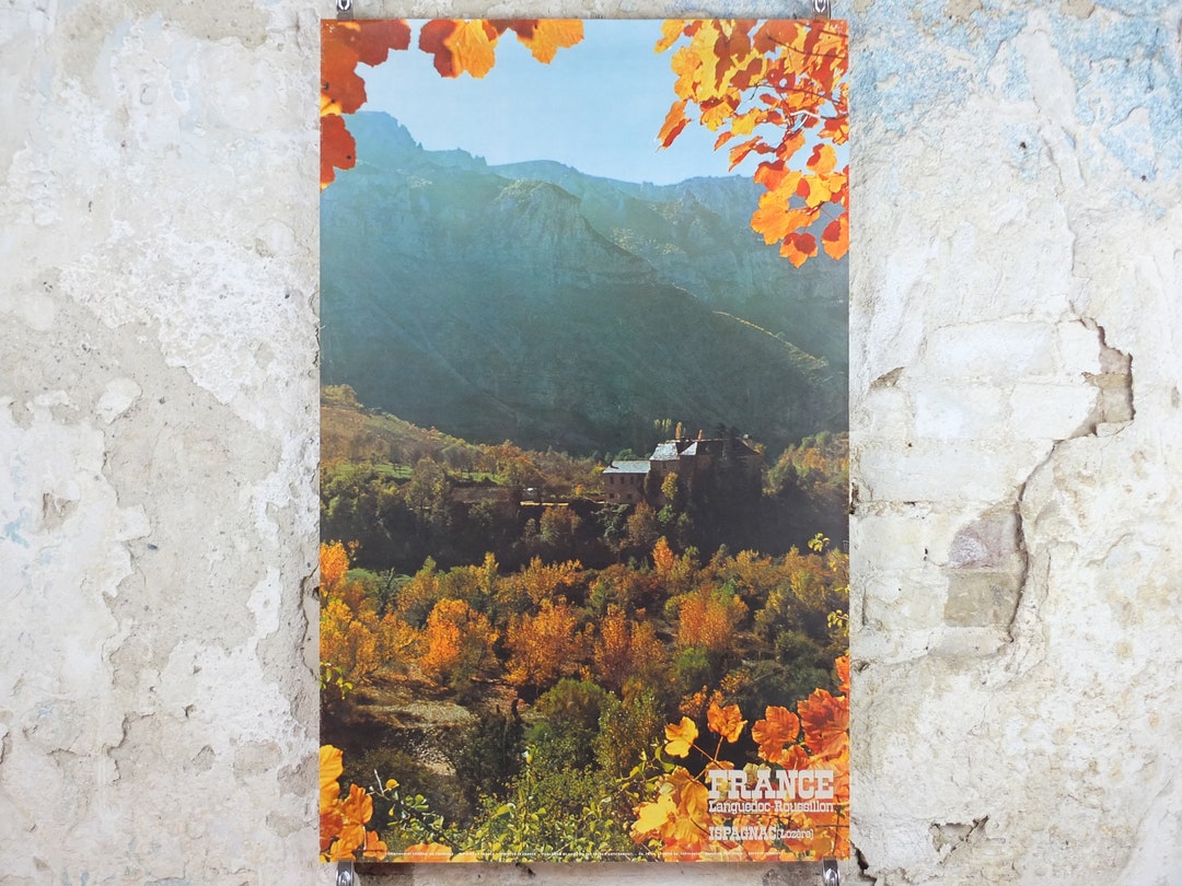 1960s Autumn in Languadoc Roussillon Poster, Ispagnac, Printed by ...