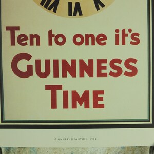 Guinness Meantime Poster, by John Gilroy 1934, Ten to One Its Guinness ...