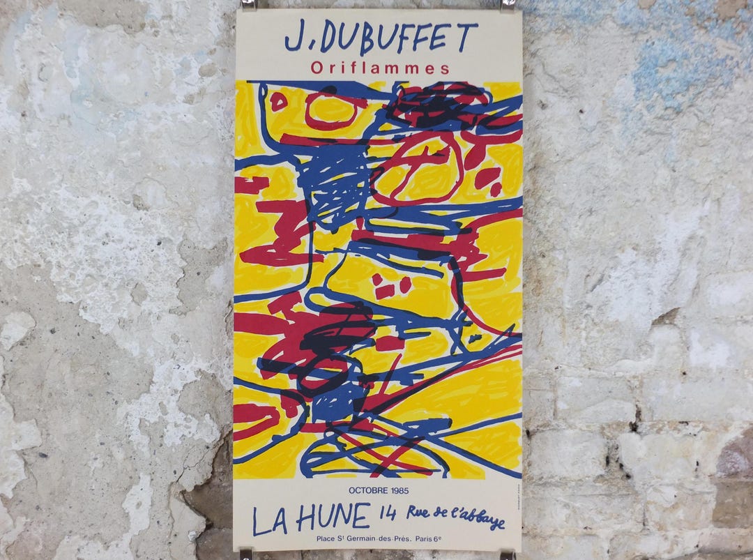 1985 Jean Dubuffet Poster, Oriflammes, Art Brut, Raw Art, La Hune ...