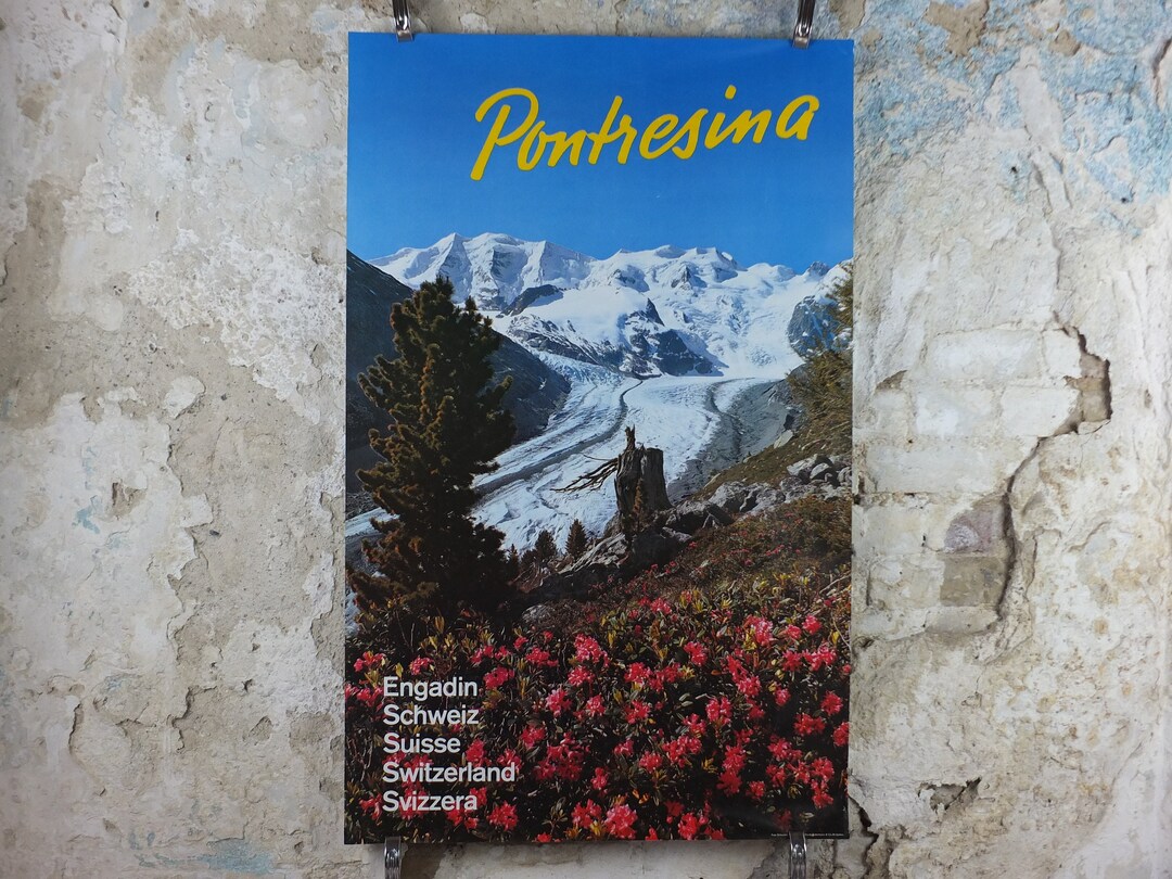 1972 Pontresina Skiing Poster, Engadin Alps, St Moritz, Snow ...