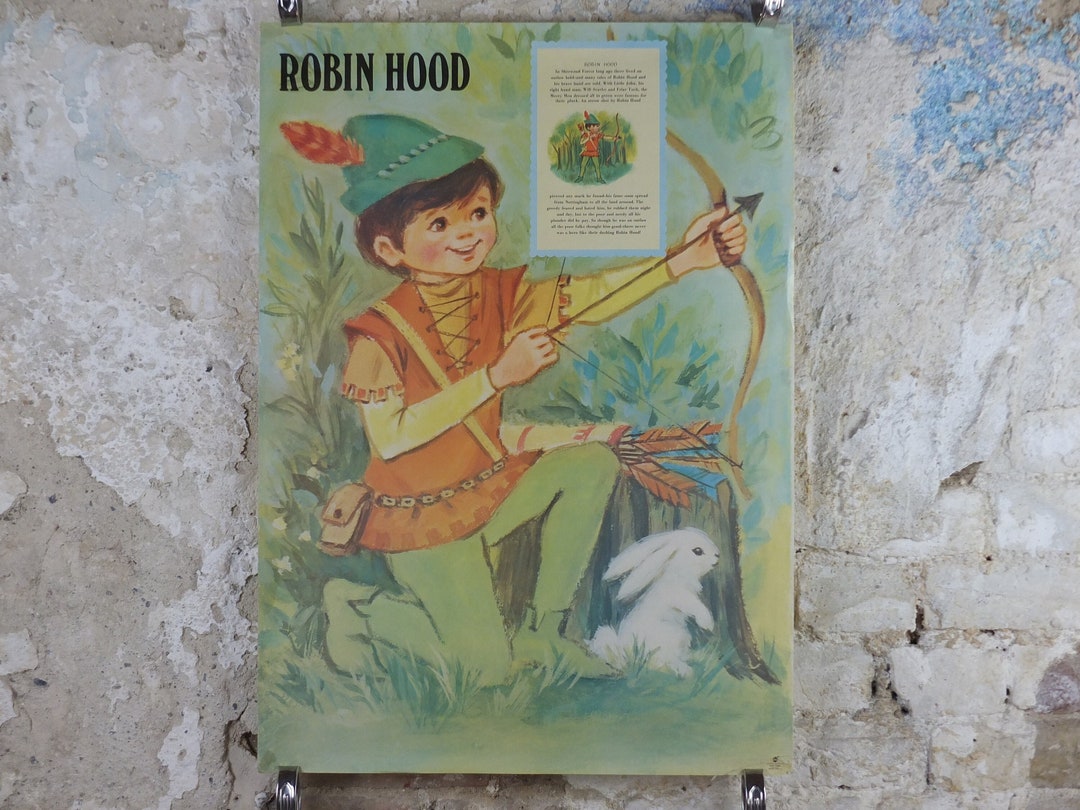 1970s Robin Hood Nursery Poster, Vintage Nursery Rhyme, From Rustcraft ...