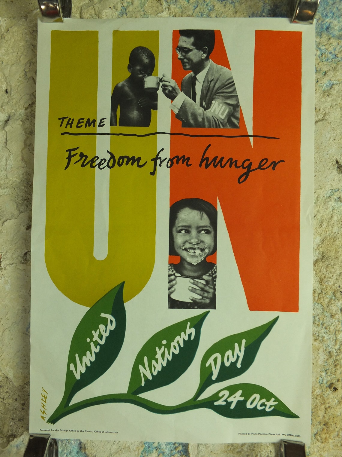 Original Vintage United Nations Poster Freedom From Hunger - Etsy UK