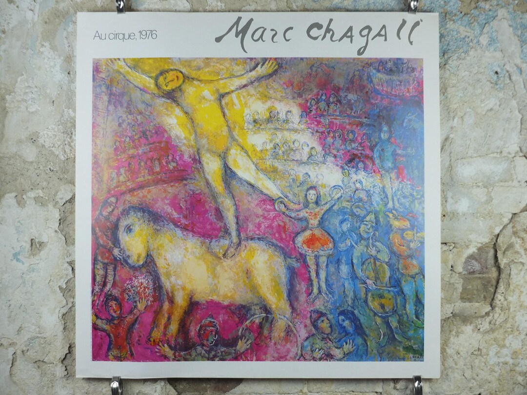 1987 Marc Chagall Poster, at the Circus, Au Cirque 1976, Colourful ...