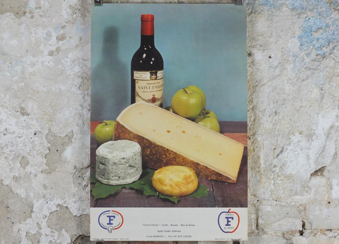 1960s Cheeses of France Poster, Comte, Munster, Bleu De Bresse Cheeses ...
