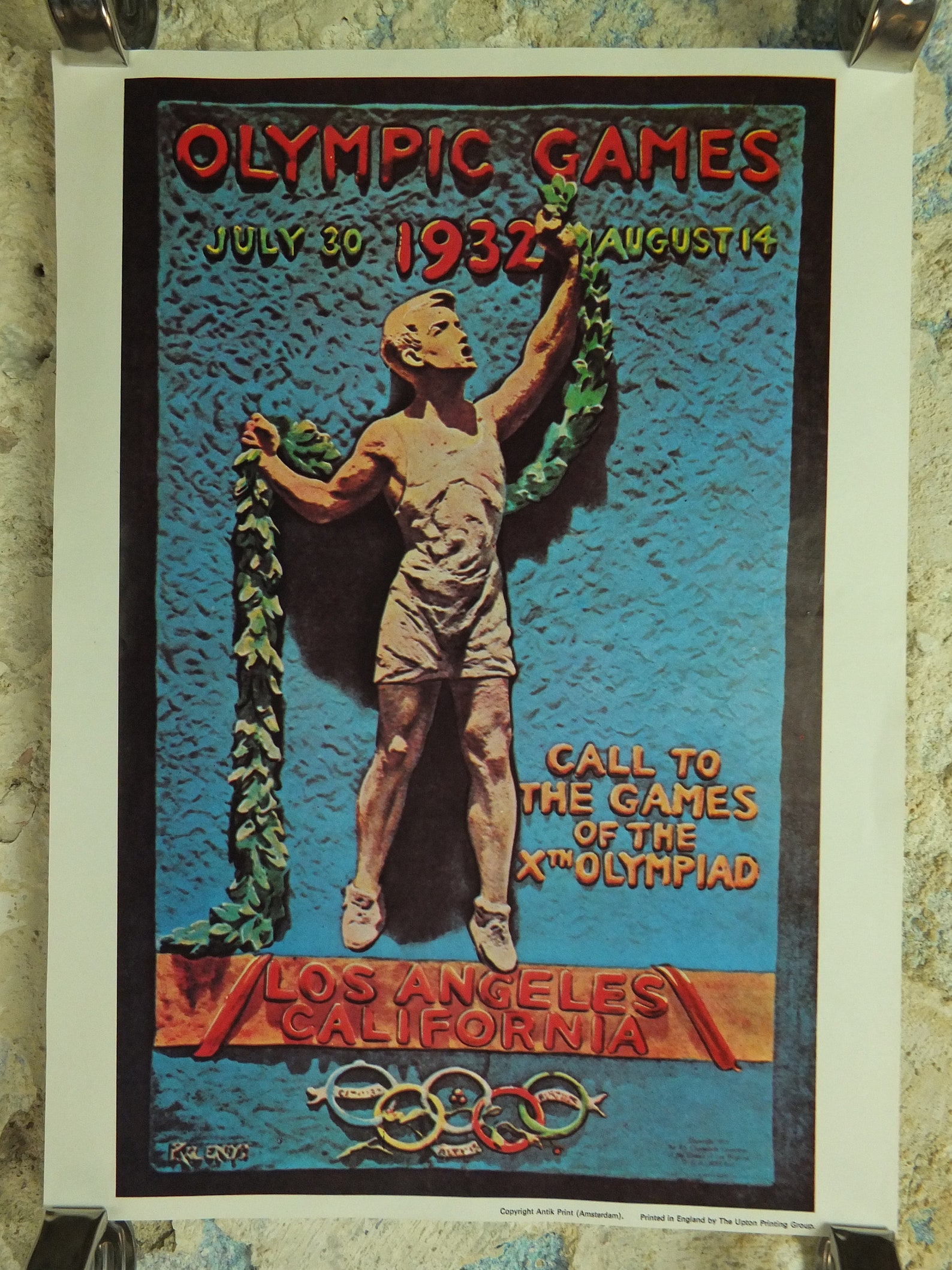 Vintage Olympic Games Los Angeles California USA Poster Rings Sports ...