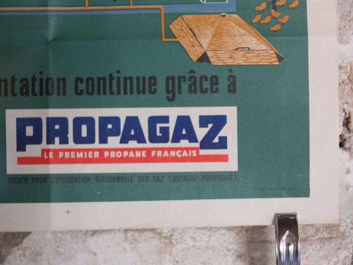 Original Vintage French Propagaz Gas Poster Advertising Cylinder Home ...