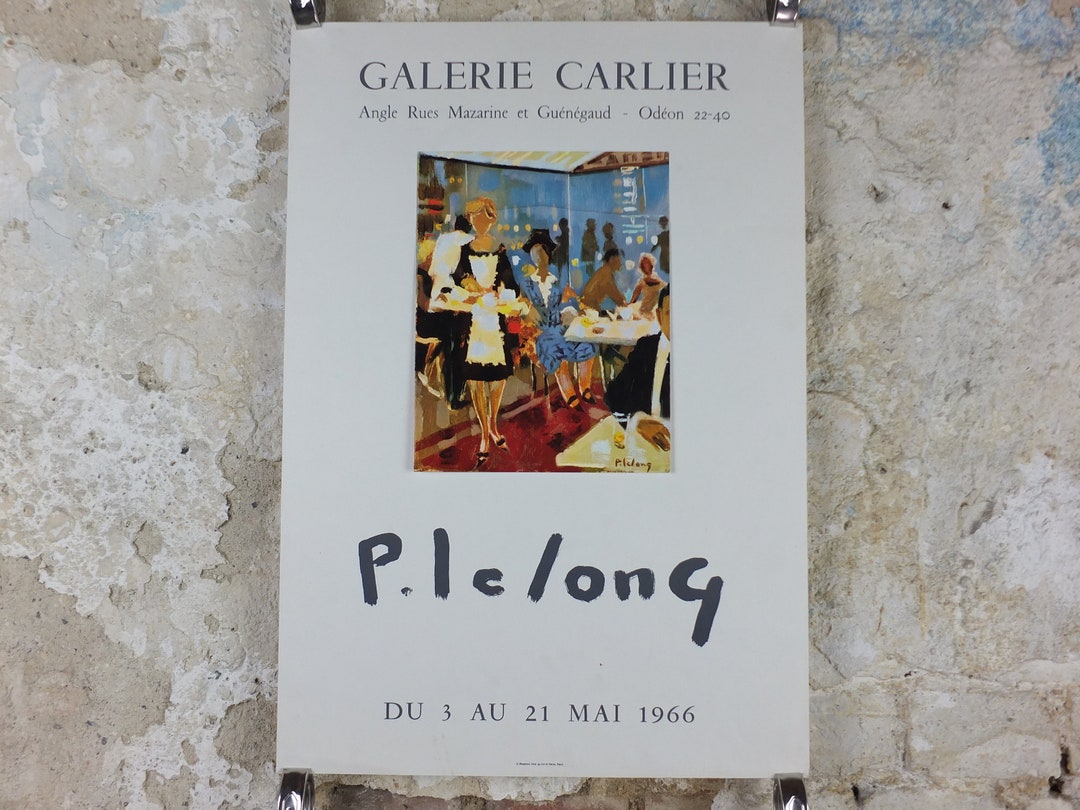 1964 Pierre Lelong Poster, Bright Painting of a Waitress in a French ...