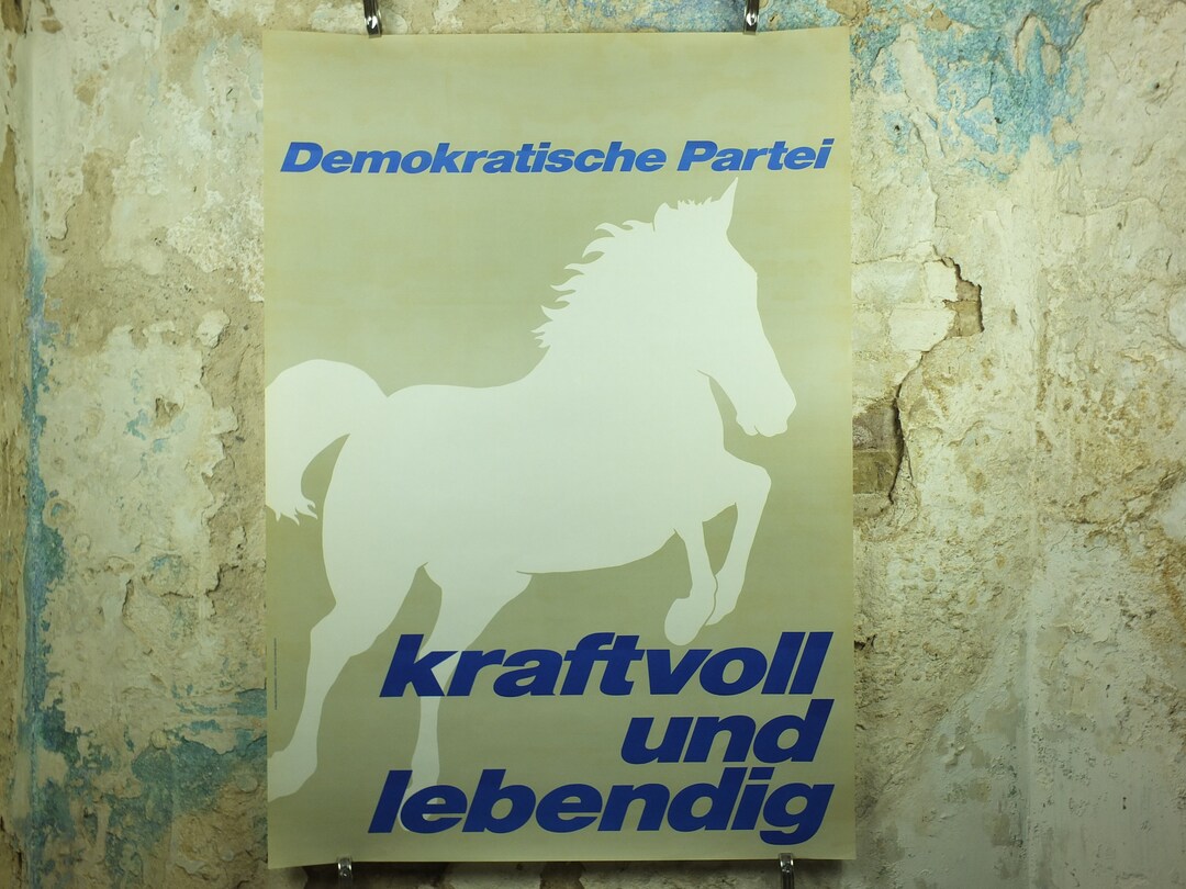 Vintage Democratic Political Poster, Jumping Horse, Powerful and ...