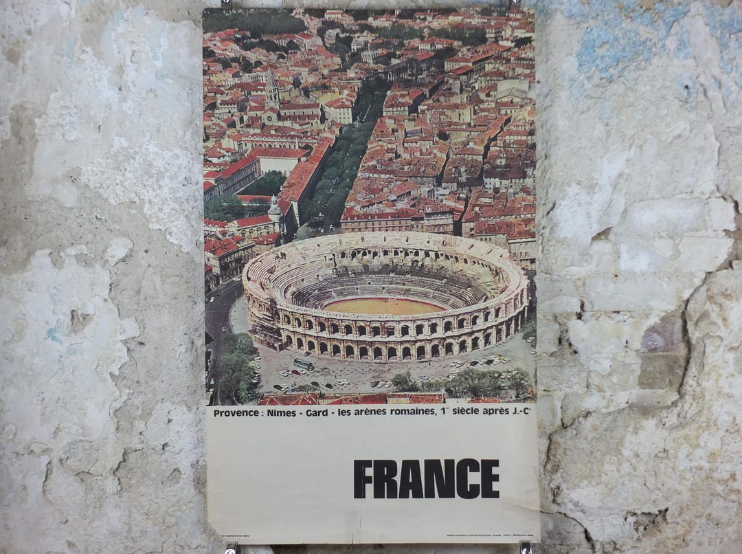 1960s Arena of Nîmes Poster, Provence, France, 1st Century Roman ...