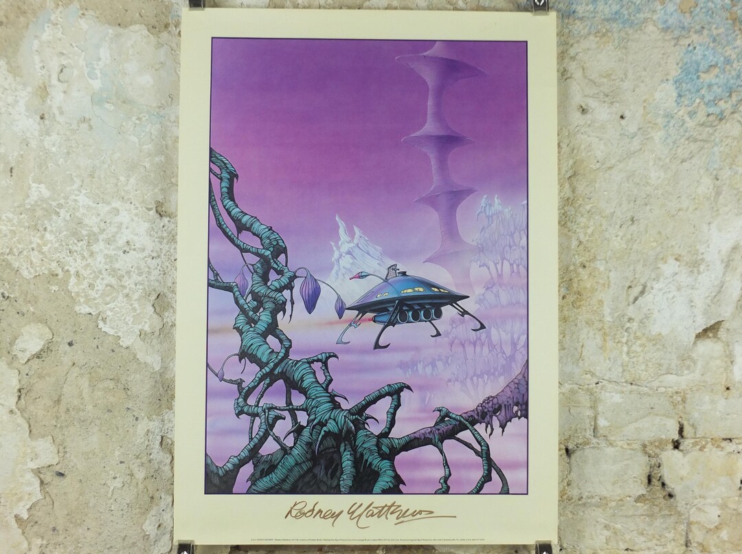 1977 Signed Rodney Matthews Poster, Venus Cruisier, GA73 Epic Scifi ...