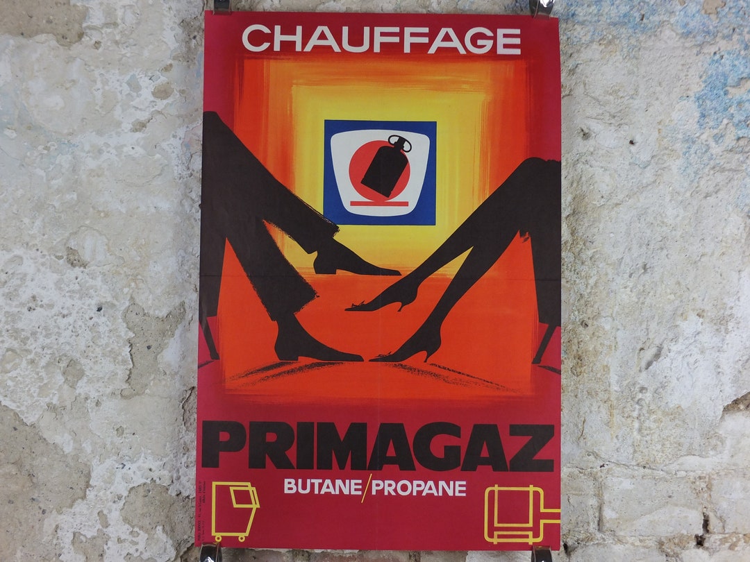 1950s Primagaz Poster, Him & Hers, Original French Gas Heating ...