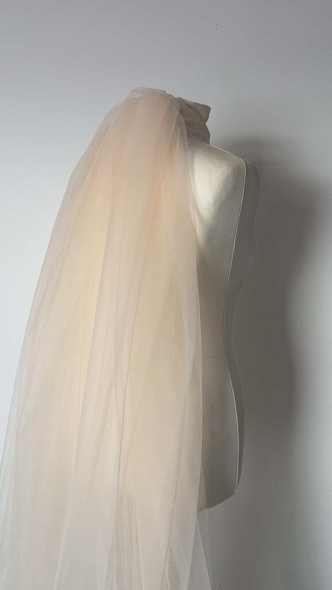 Peach Pink Tulle Wedding Veil - Double Layer, Voluminous - Etsy