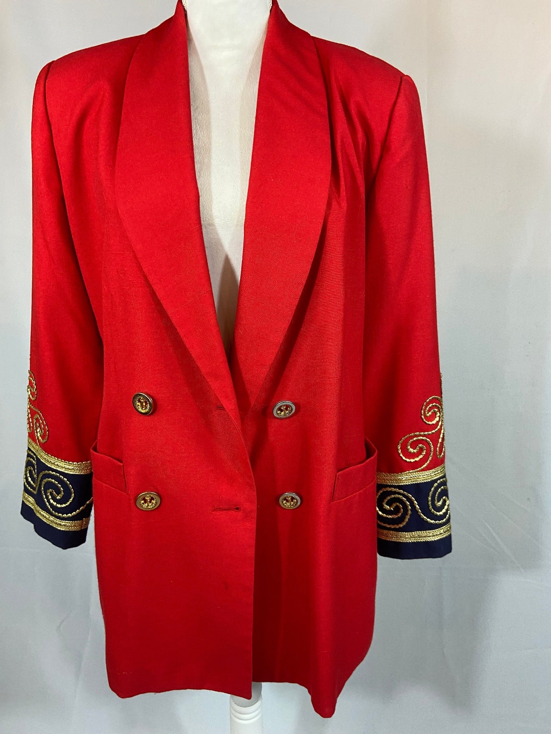 Vintage L980s Red Military Style Blaser by Focus 2000 Charles Glueck ...