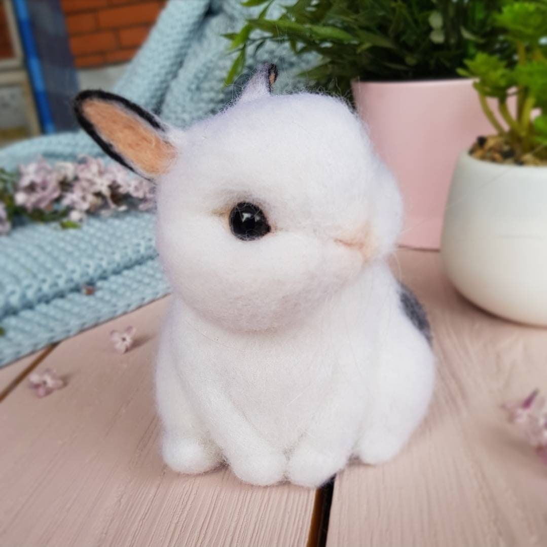 White cute realistic bunny toy bunny baby toy stuffed rabbit | Etsy