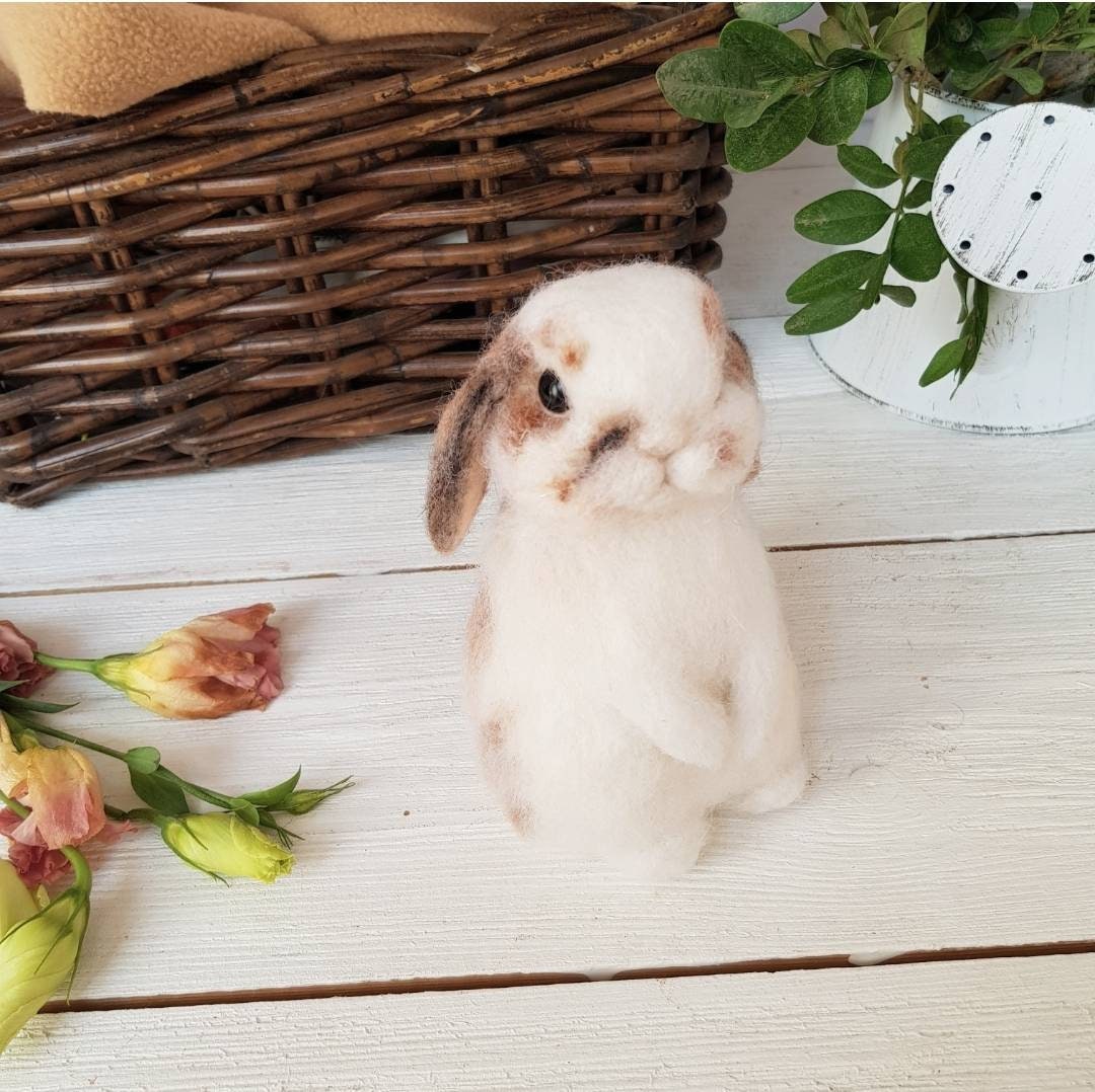 Cute Baby Bunny Toy Realistic White Bunny Miniature Toy | Etsy