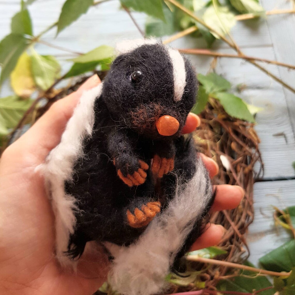 Needle felted skunk toy realistic skunk toy stuffed skunk | Etsy