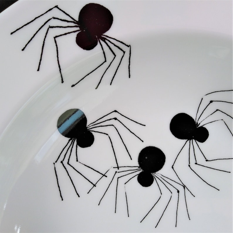 Halloween - Spiders on a Pure White Bone China Soup or Pasta Dish. - Etsy