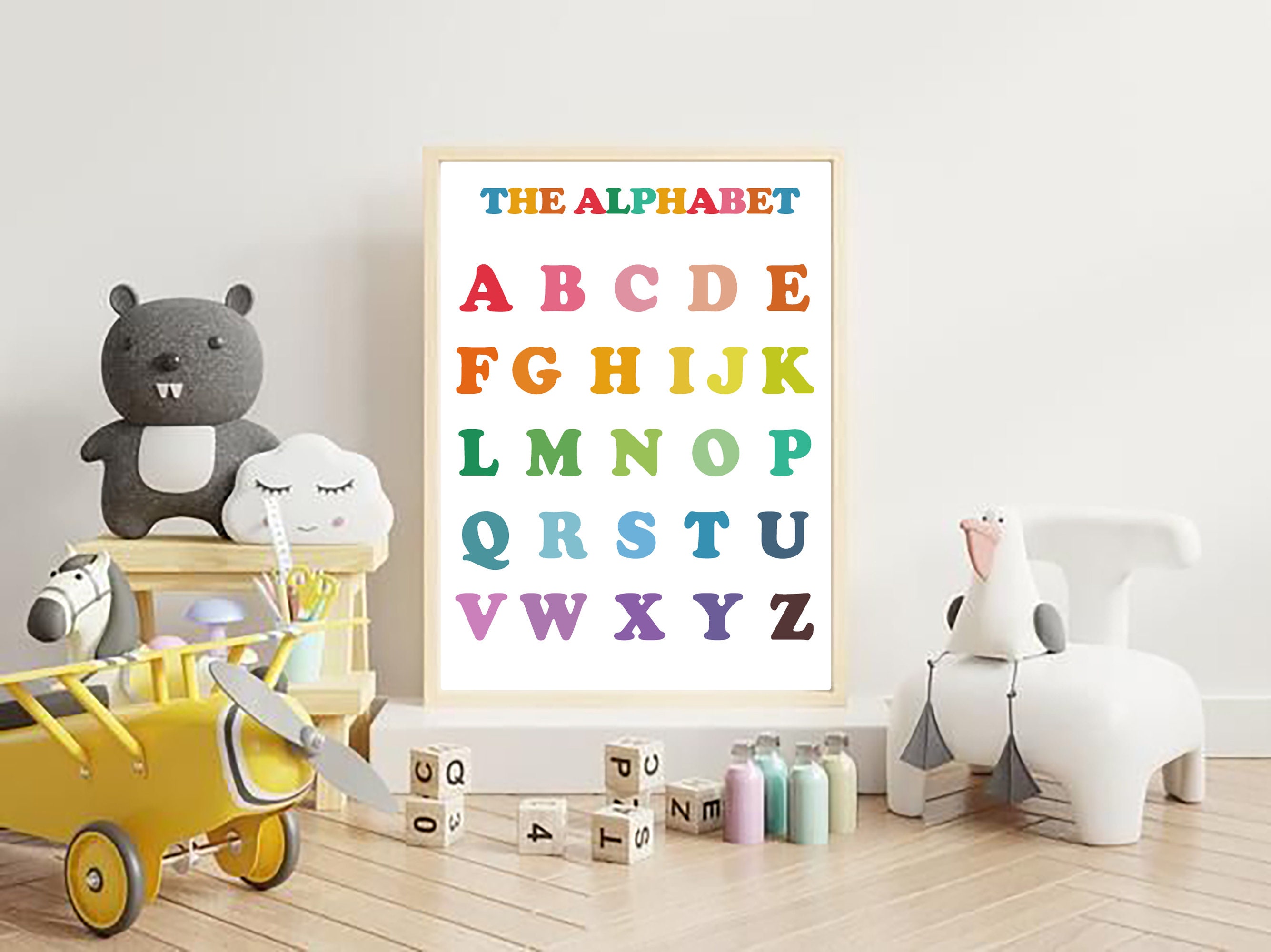 ABC Poster, Rainbow Alphabet Print, Nursery Alphabet Printable Wall Art ...