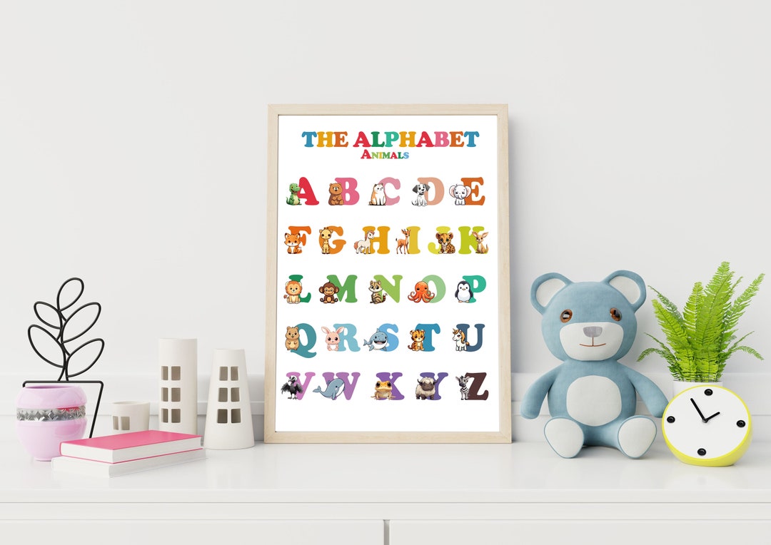 Animal ABC Poster, Rainbow Alphabet Print, Nursery Alphabet Printable ...
