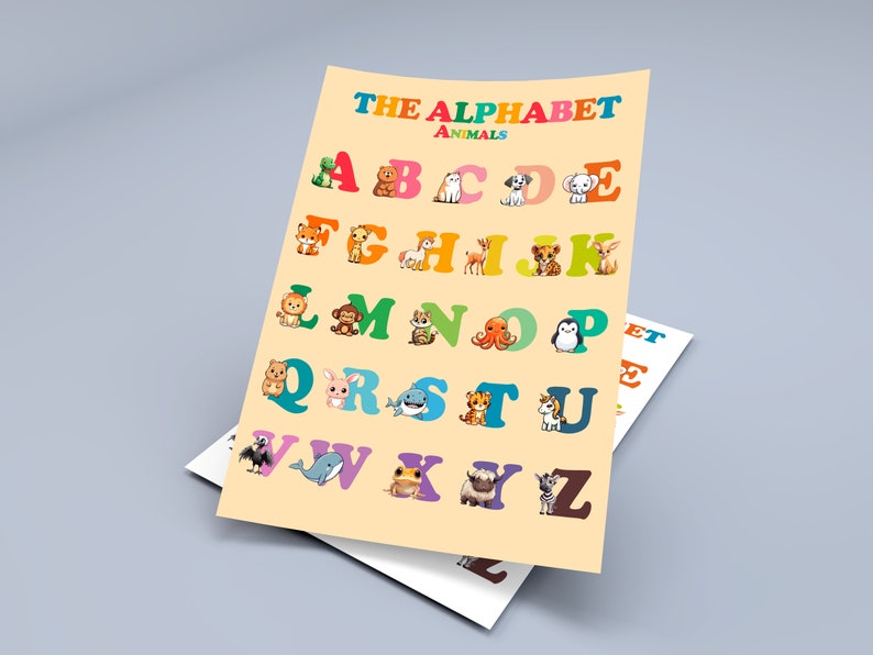 Animal ABC Poster, Rainbow Alphabet Print, Nursery Alphabet Printable ...