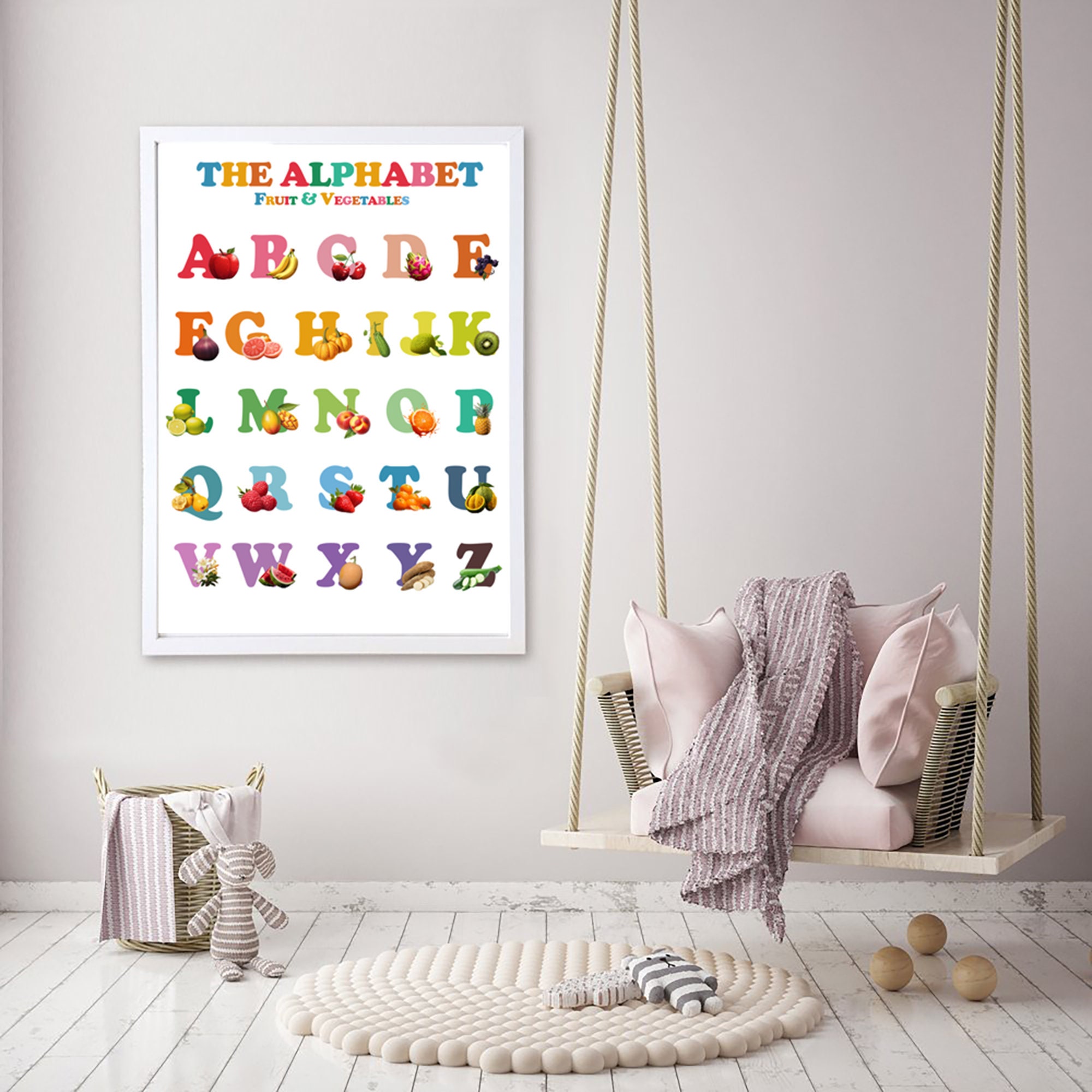 Fruit ABC Poster Rainbow Alphabet Print Nursery Alphabet - Etsy