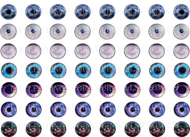 Printable Eye Chip Designs - 14mm Mystical Eyes for Blythe Doll ...