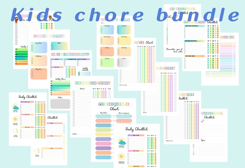 Editable Kids Chore Charts, Reward, Weekly Chores PDF, Allowance ...