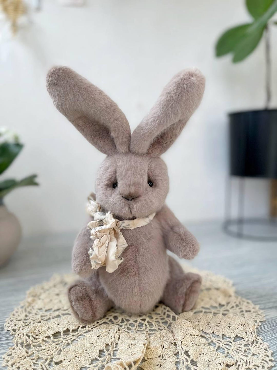 Adorable Handmade Gray Plush Bunny - Perfect Collectible Gift With ...