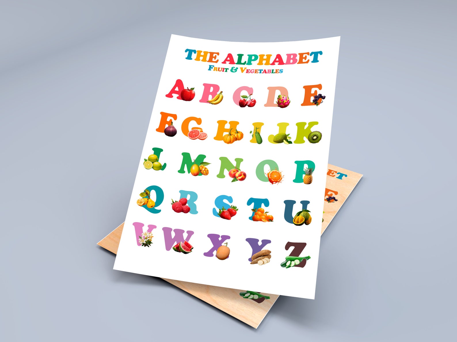 Fruit ABC Poster, Rainbow Alphabet Print, Nursery Alphabet Printable ...