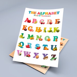 Fruit ABC Poster, Rainbow Alphabet Print, Nursery Alphabet Printable ...
