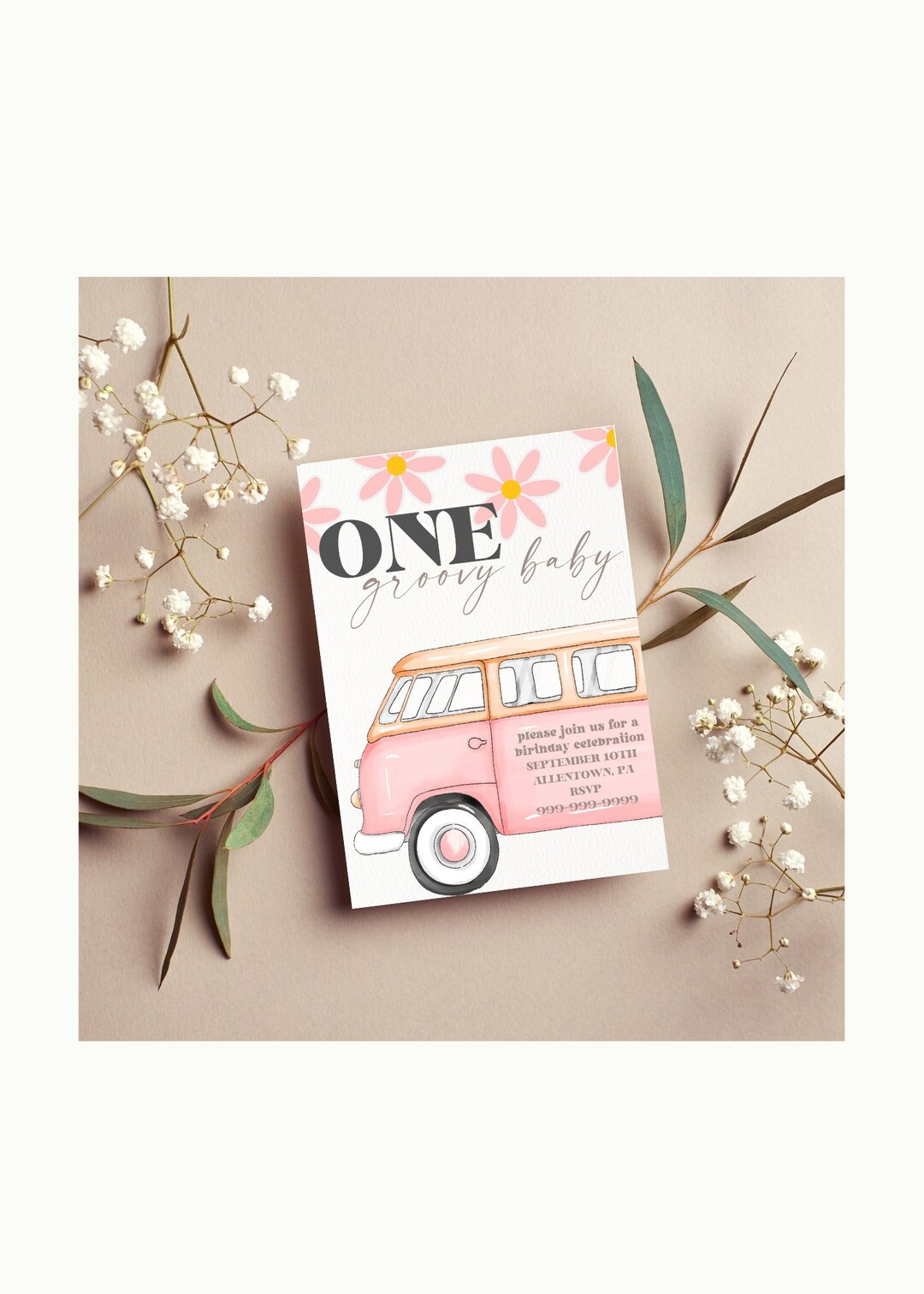 ONE Groovy Baby I Printable Instant Download I Editable Template - Etsy