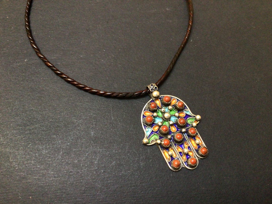 Berber Enamel Khamsa,hamsa,ⵜⴰⴼⵓⵙⵜ,hand of Fatima,khamsa,berber Amulet ...