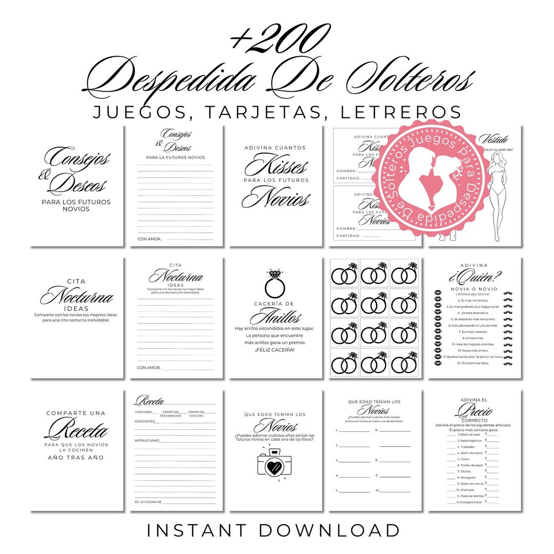 Despedida De Soltera Juegos Mega Bundle 04 - Juegos Para Boda - Bridal ...
