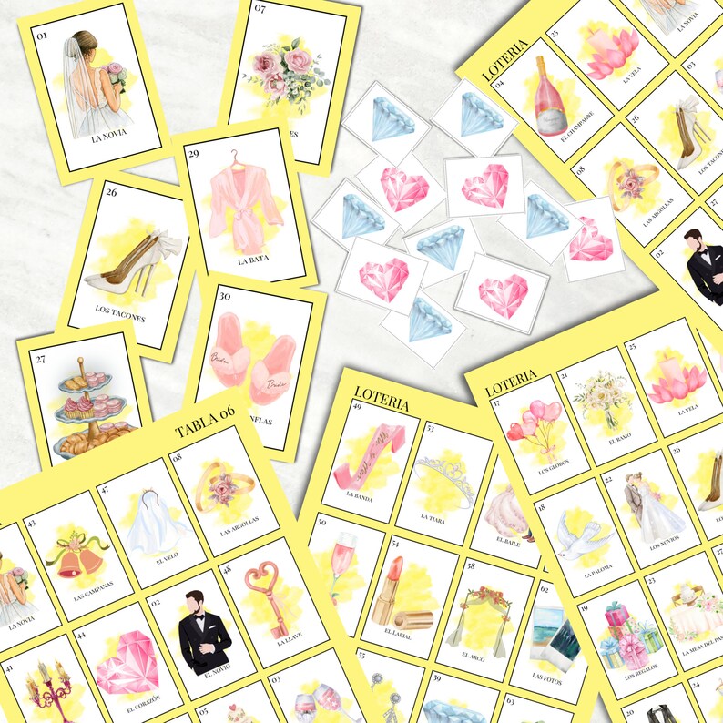 Despedida De Soltera Loteria Juegos 50 Tableros Juegos Para Boda Bridal ...