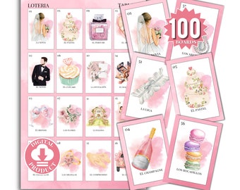 Despedida De Soltera Loteria Juegos 100 Tableros Juegos Para Boda ...