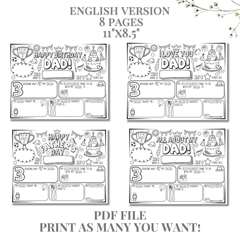 Happy Birthday Dad Coloring Page | Happy Birthday Dad Placemat Activity ...