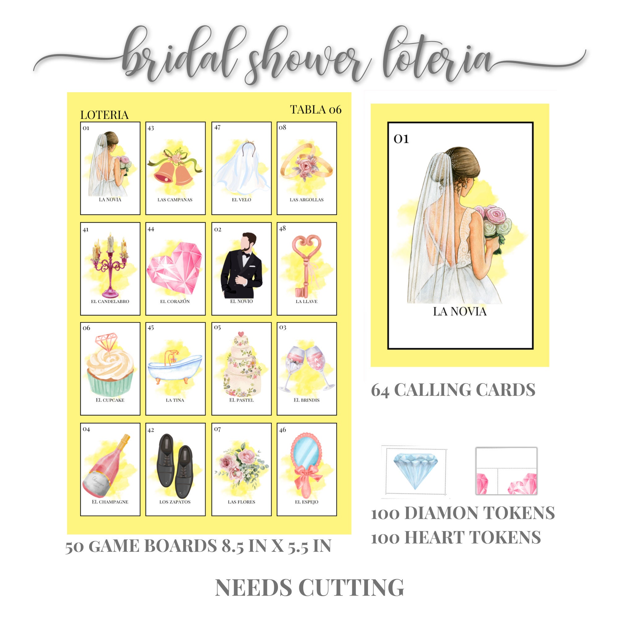 Despedida De Soltera Loteria Juegos 50 Tableros Juegos Para Boda Bridal ...