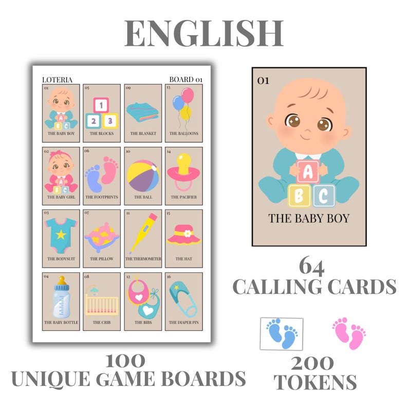 Boho Minimalist Baby Shower Loteria Game, Mexican Loteria, Neutral Baby ...