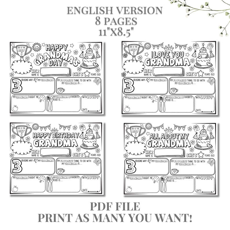 Happy Birthday Grandma Coloring Page | Printable All About My Grandma ...