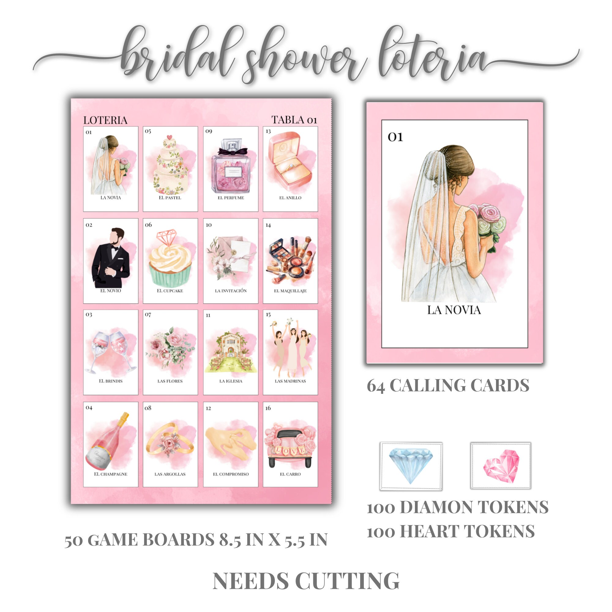 Despedida De Soltera Loteria Juegos 50 Tableros Juegos Para Boda Bridal ...