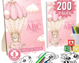 ABC Book Baby Shower Activity, Personalized Alphabet Coloring Book Baby ...