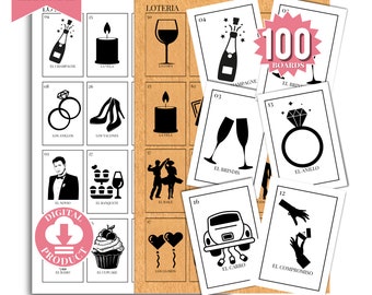 Despedida De Soltera Loteria Juegos 100 Tableros Juegos Para Boda ...